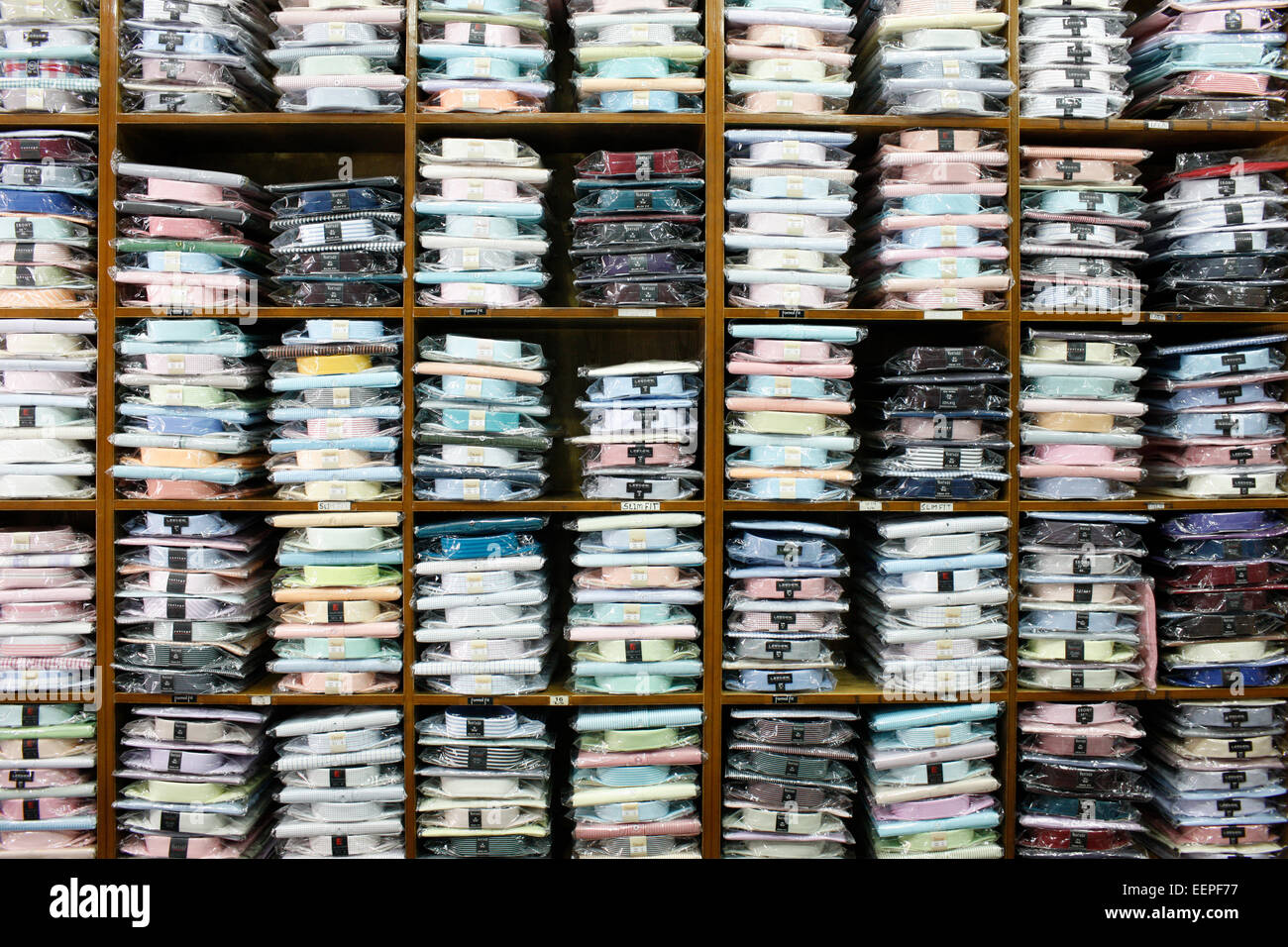 Shirts perfectly arranged in a shop in Sri Lanka Stock Photo - Alamy