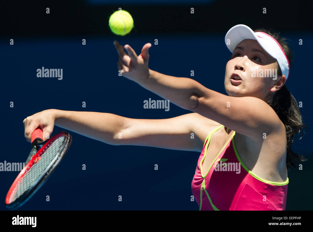 Melbourne, Australia. 21st Jan, 2015. Peng Shuai of China serves during ...