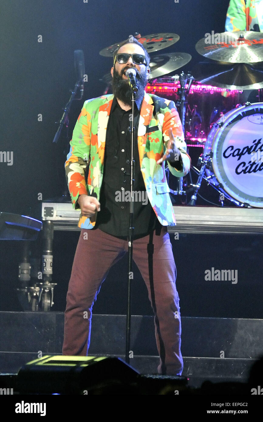 Capital Cities performs on stage during Katy Perry Prismatic World Tour ...