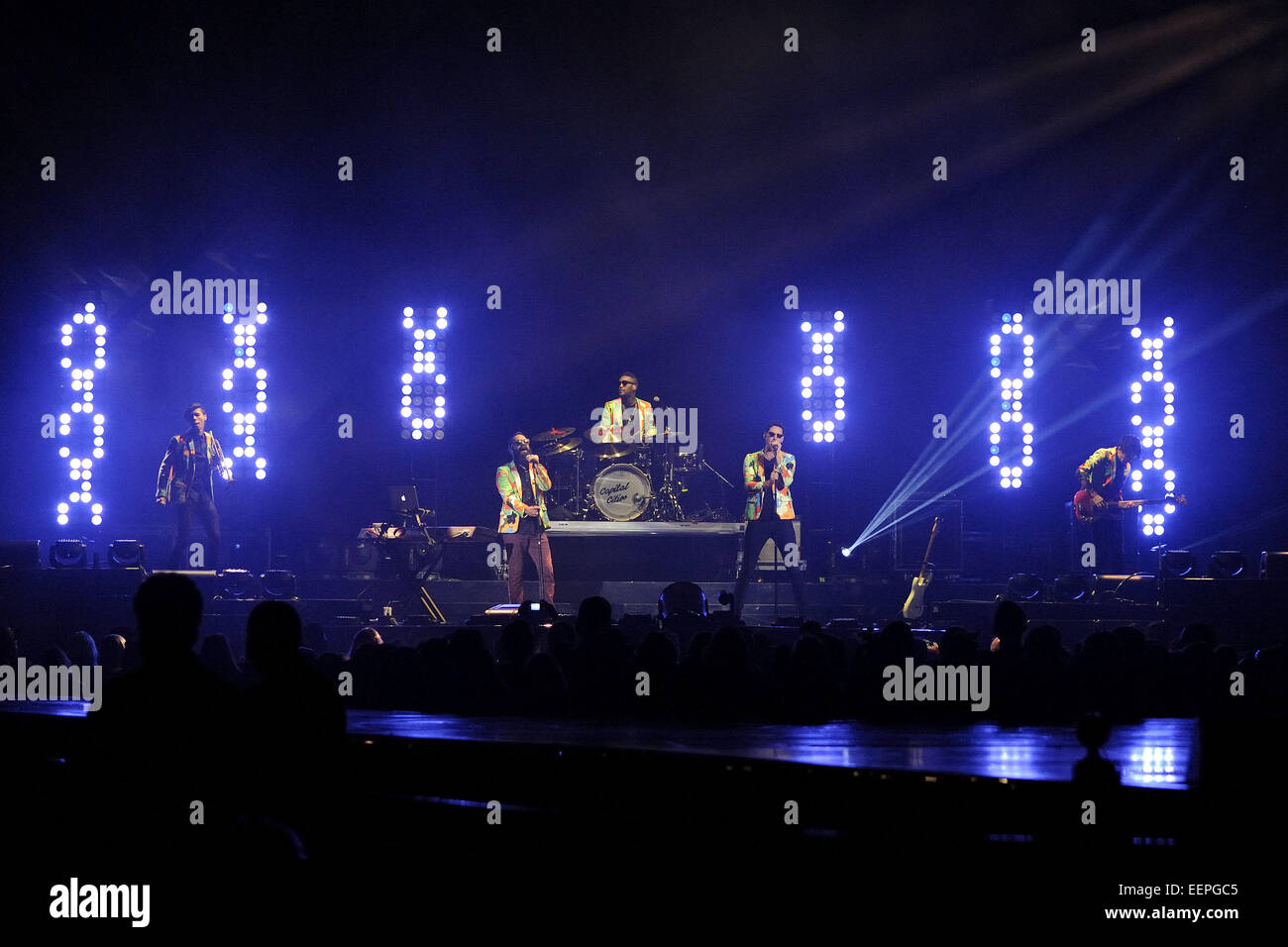 Capital Cities performs on stage during Katy Perry Prismatic World Tour ...