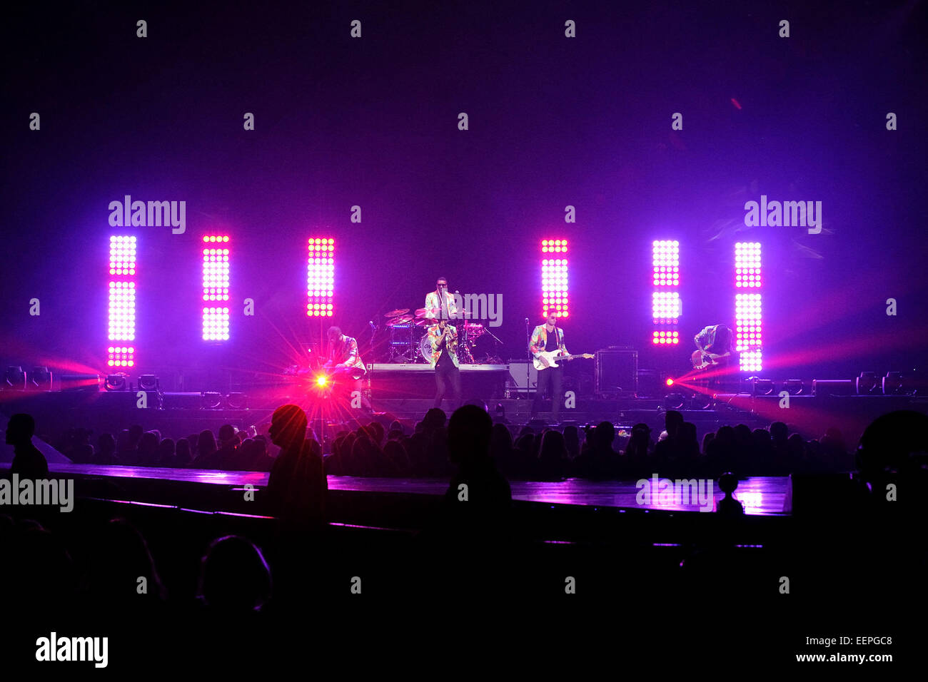 Capital Cities performs on stage during Katy Perry Prismatic World Tour ...
