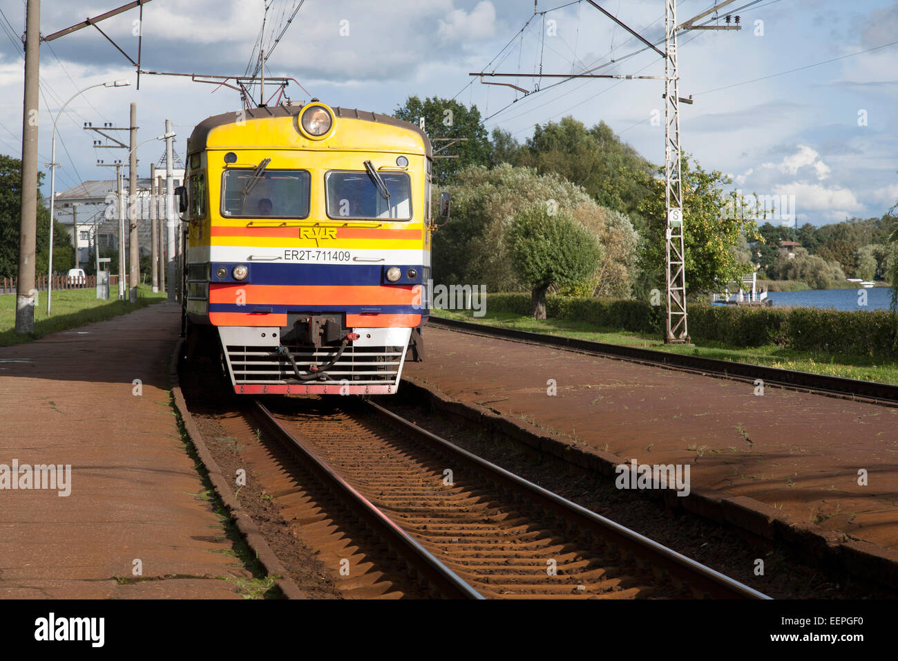 Train Entering Jurmala Railway Station, Riga; Latvia Stock Photo - Alamy