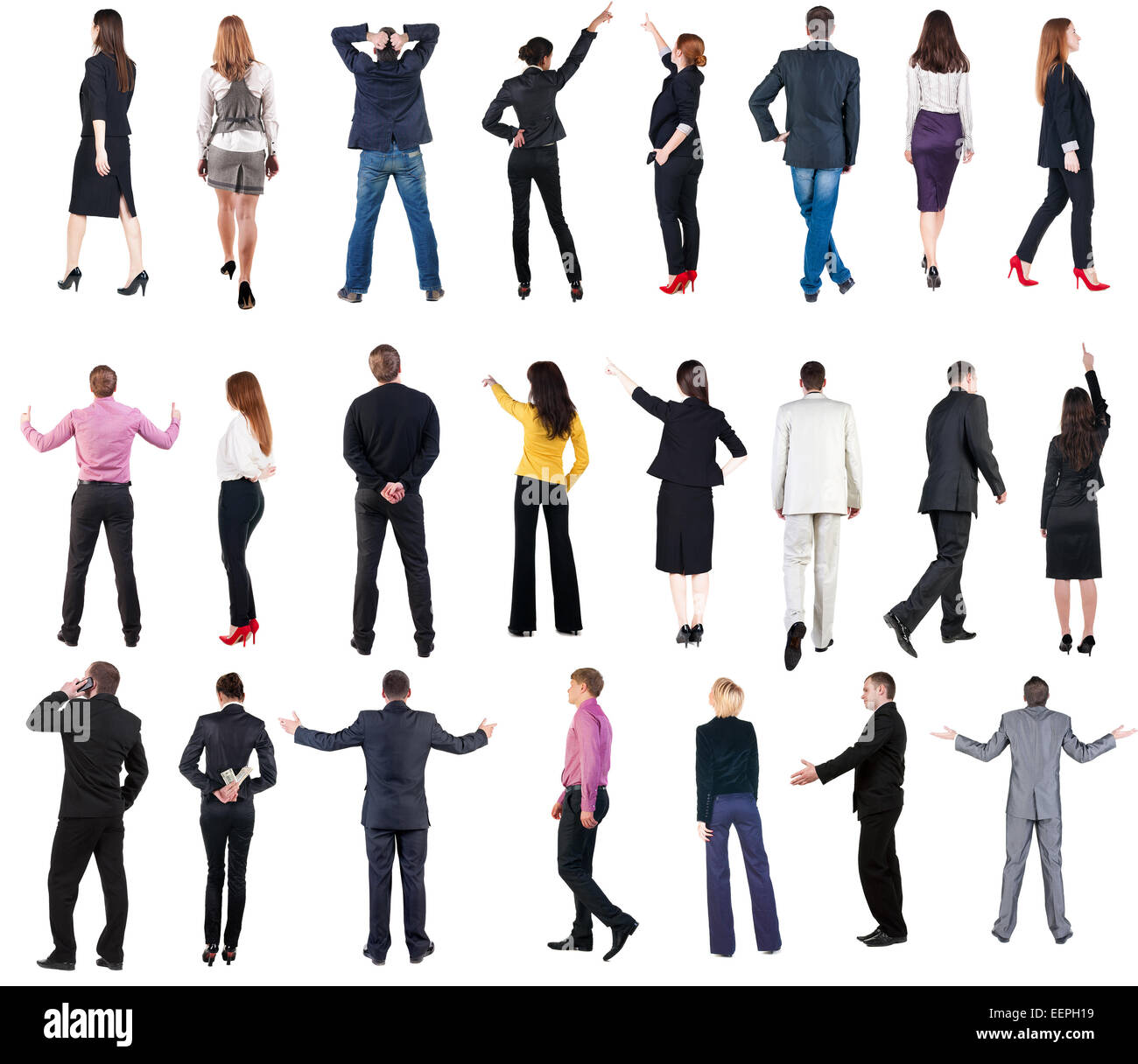 collection "Back view of business people". Rear view people set ...