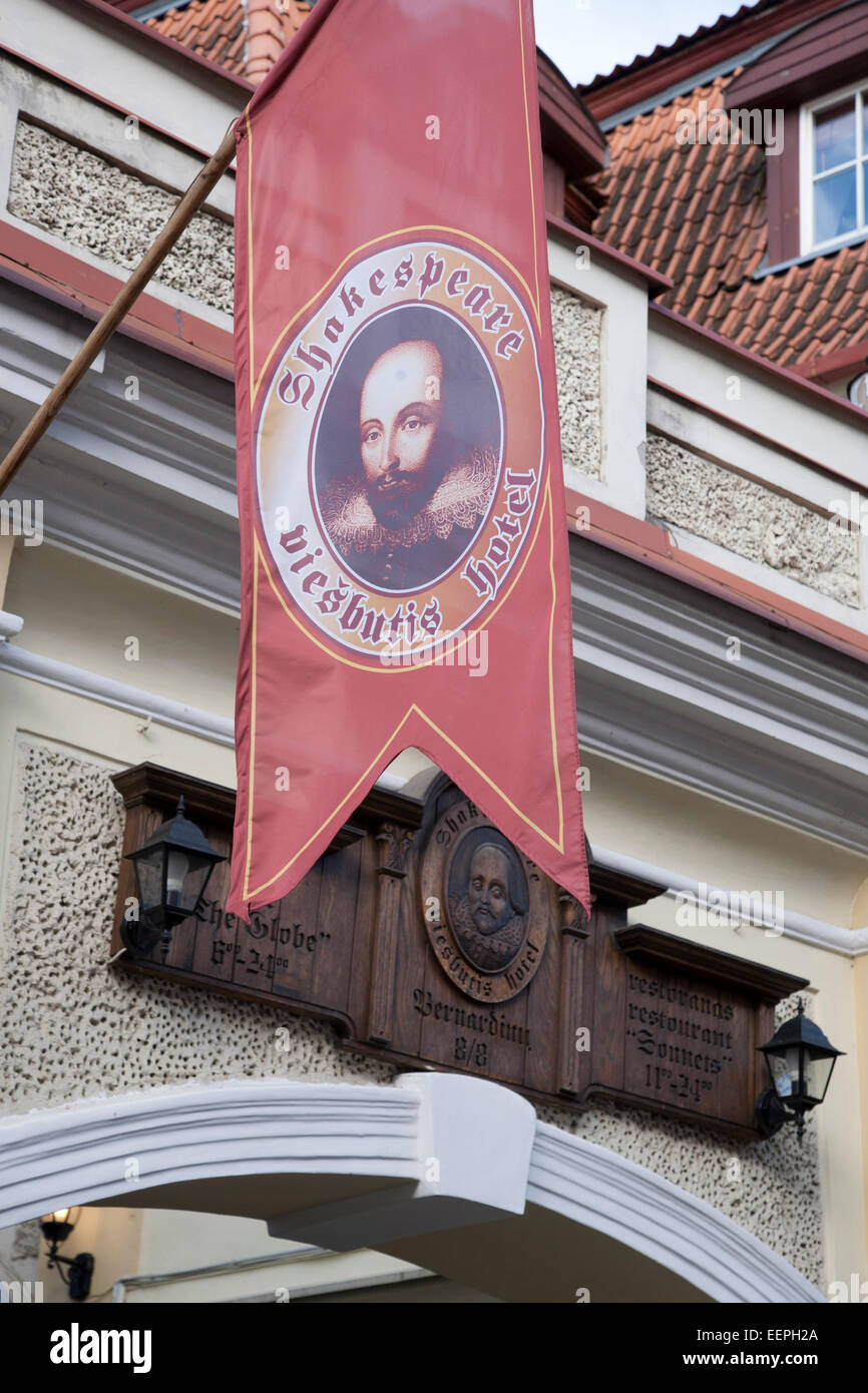 Shakespeare Hotel Sign, Vilnius, Lithuania Stock Photo - Alamy