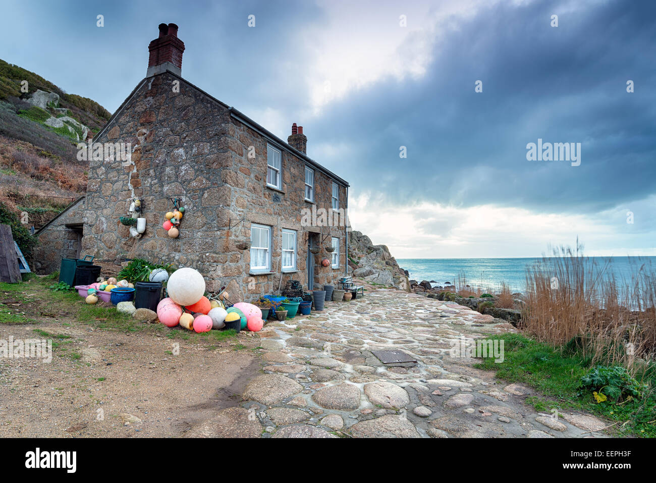 Fishing cottage on the Southwest Coast Path as it passes through ...