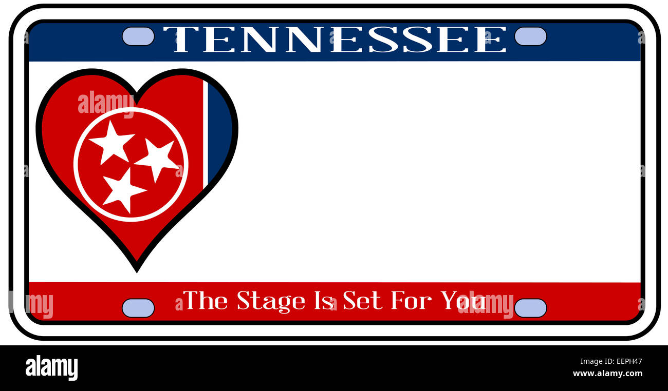 Tennessee state license plate in the colors of the state flag with the ...