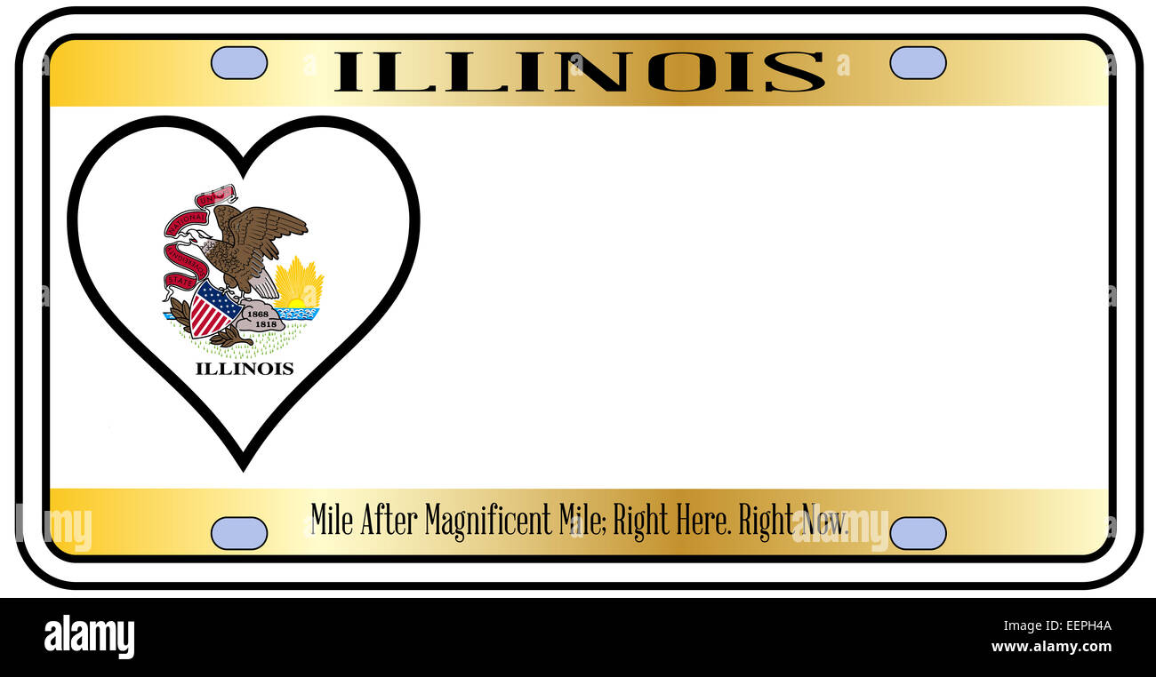 Illinois state license plate in the colors of the state flag with the ...