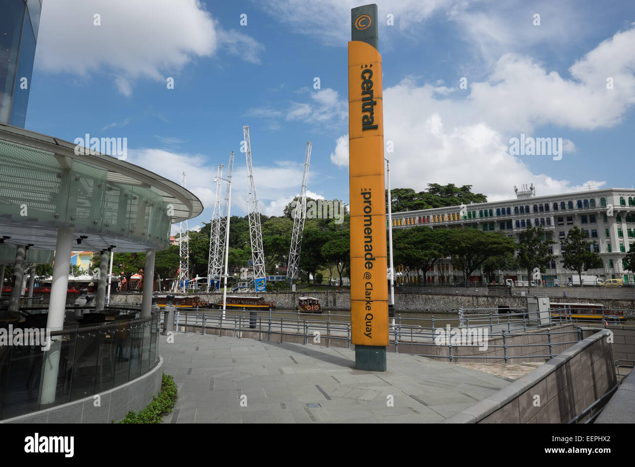 The Central Promenade at Clarke Quay, Singapore River Walk Stock Photo ...