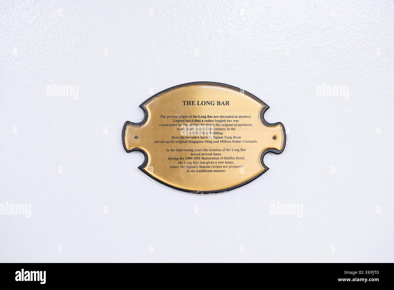 Inside the Long Bar of the Raffles Hotel in Singapore. Home of the ...