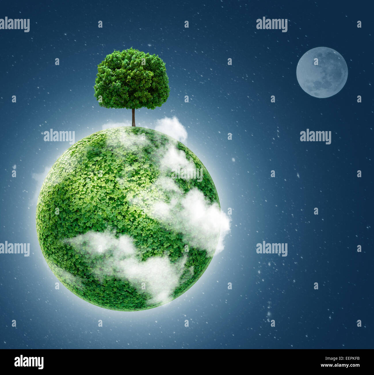 Green planet. Ecology concept. Green planet earth with a tree on ...
