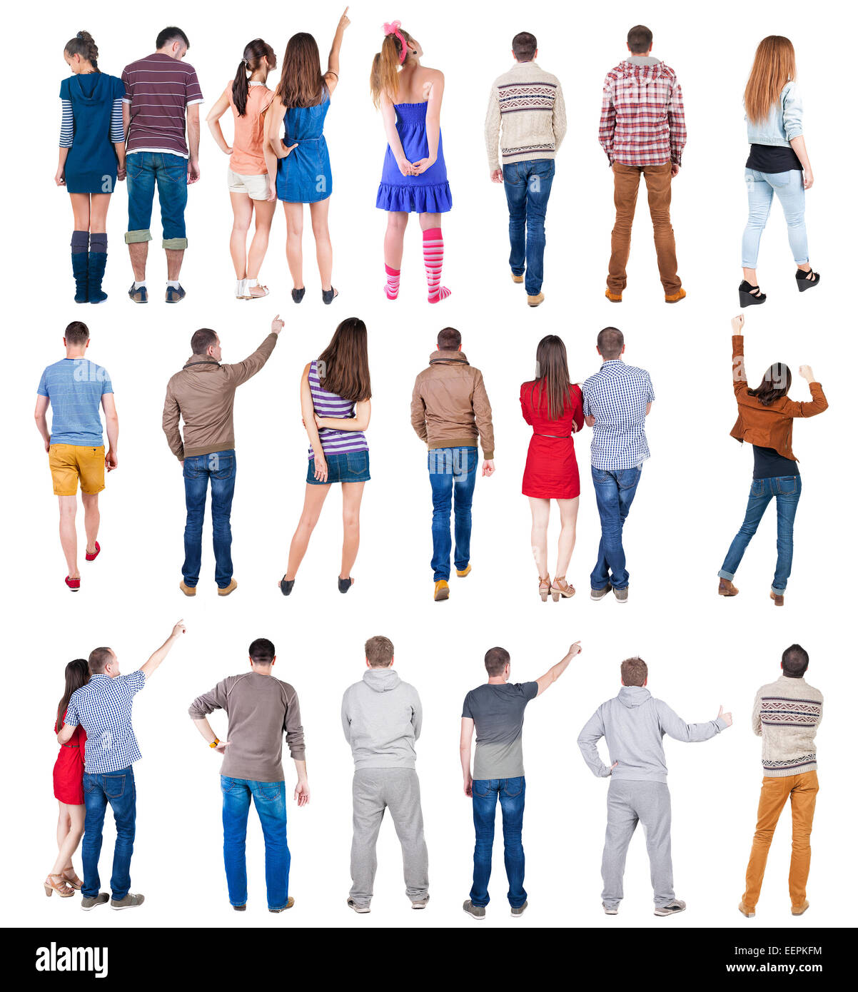 Collection " Back view people ". Rear view people set. backside view of ...