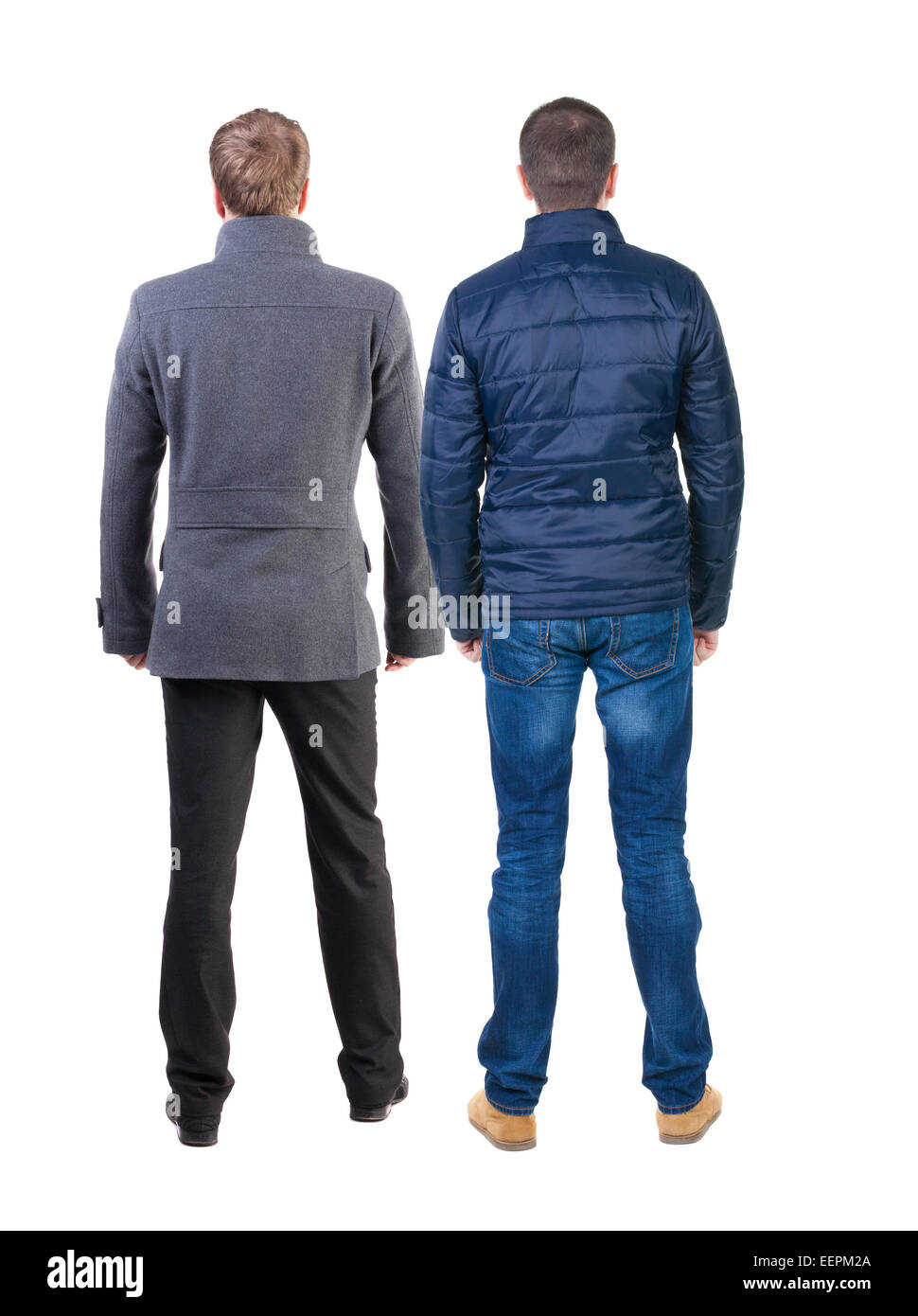 Back view group of people in jacket. Rear view team people collection ...