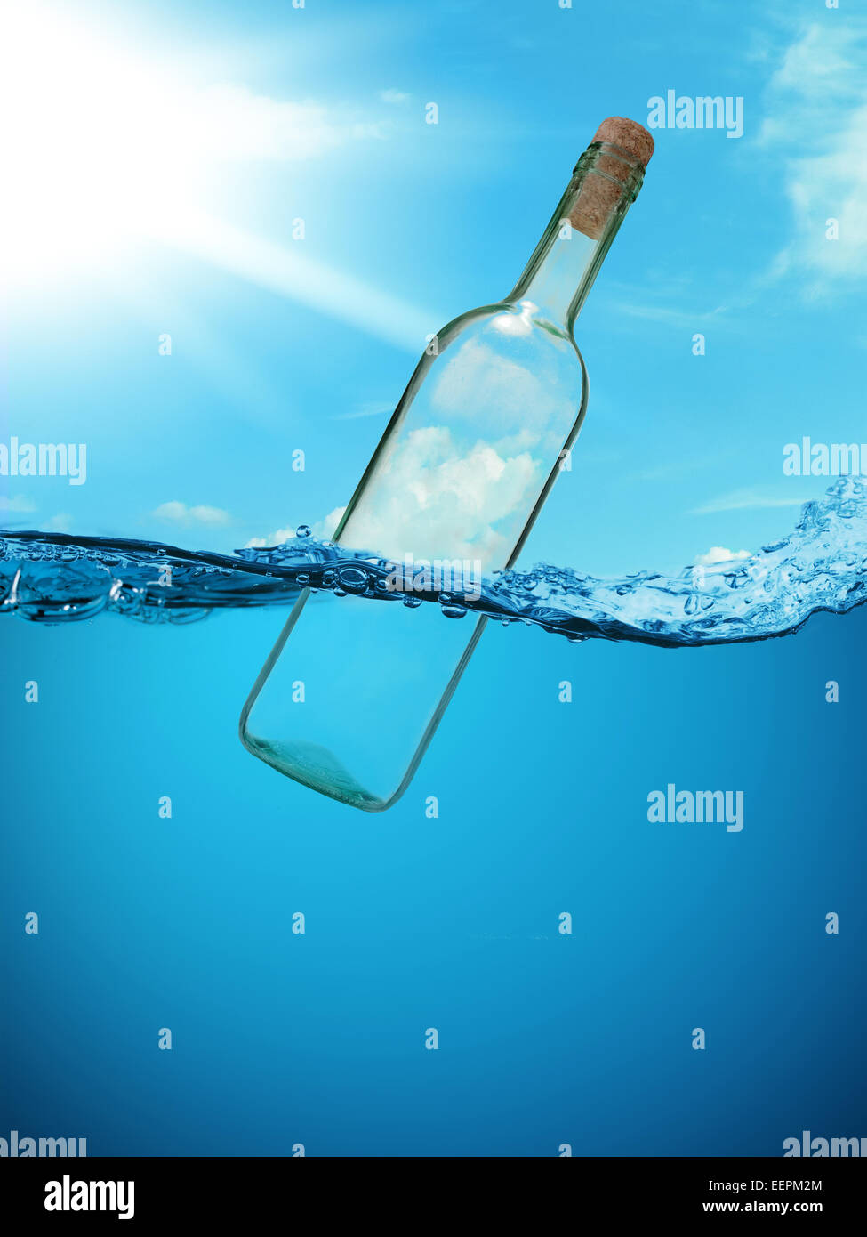 The concept of "a bottle with a message." without letters. Empty bottle ...