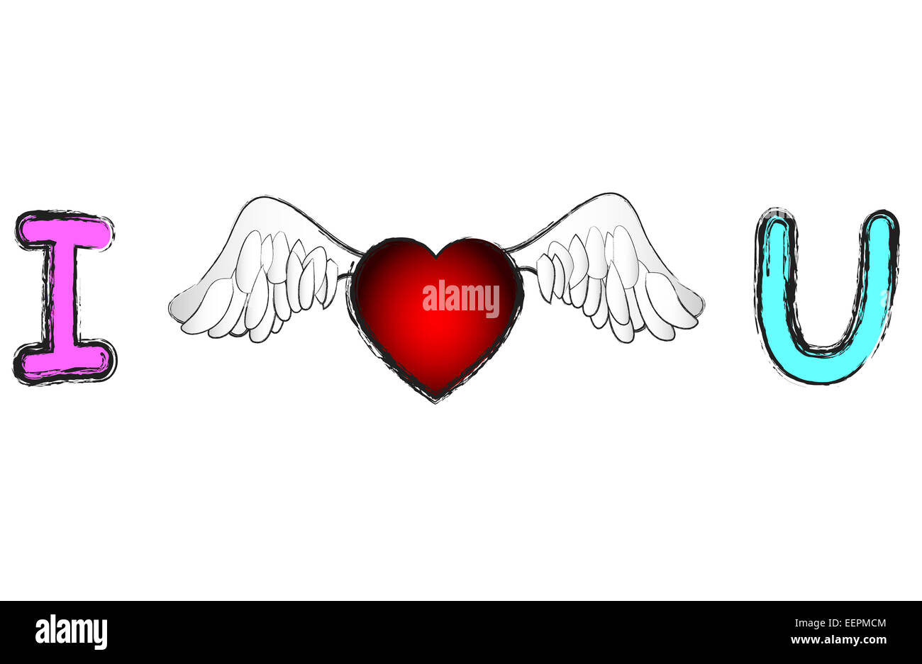 i love you Valentines Day Heart illustration Stock Photo - Alamy