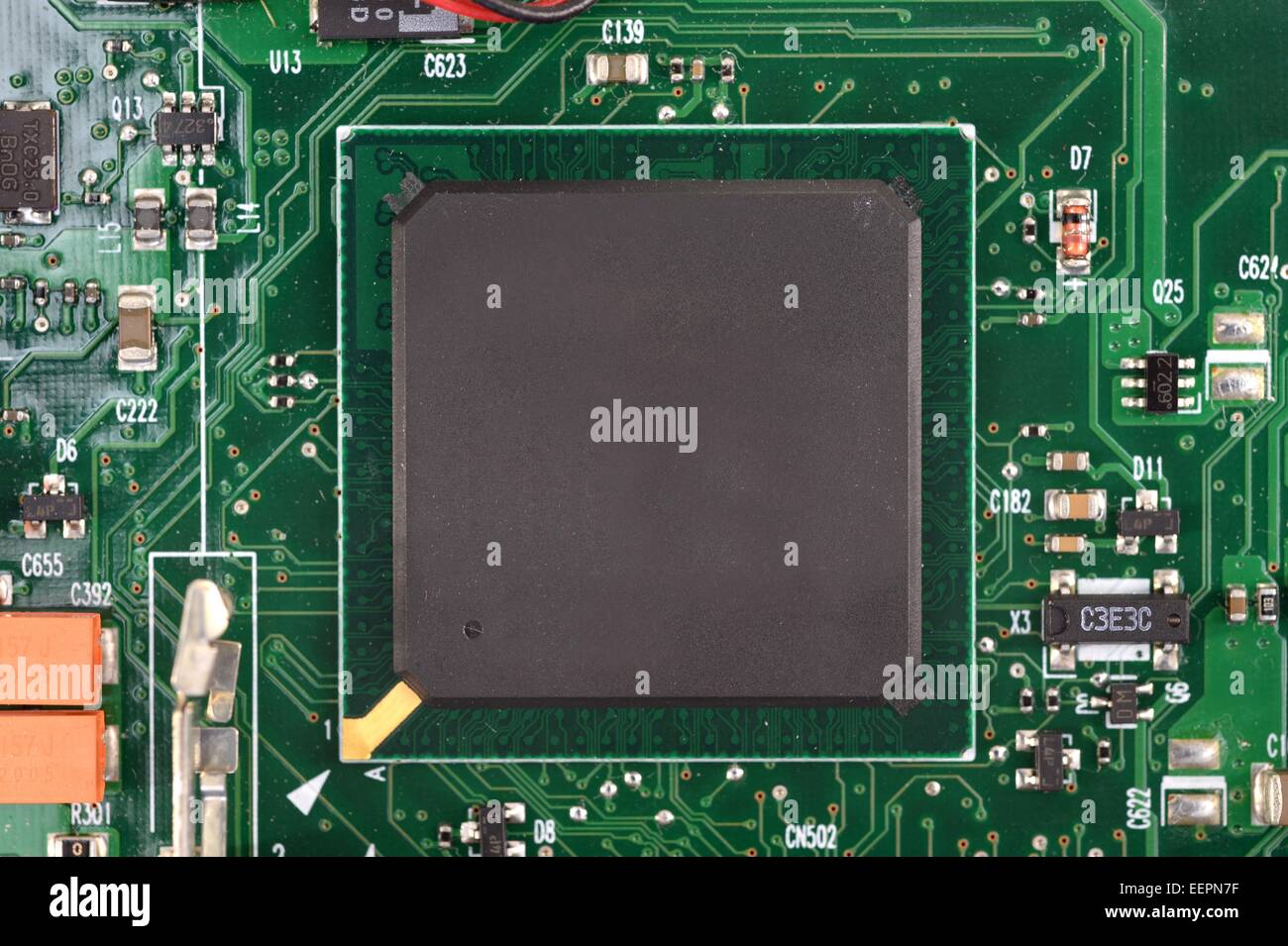 A close up shot of a computers processing board Stock Photo - Alamy