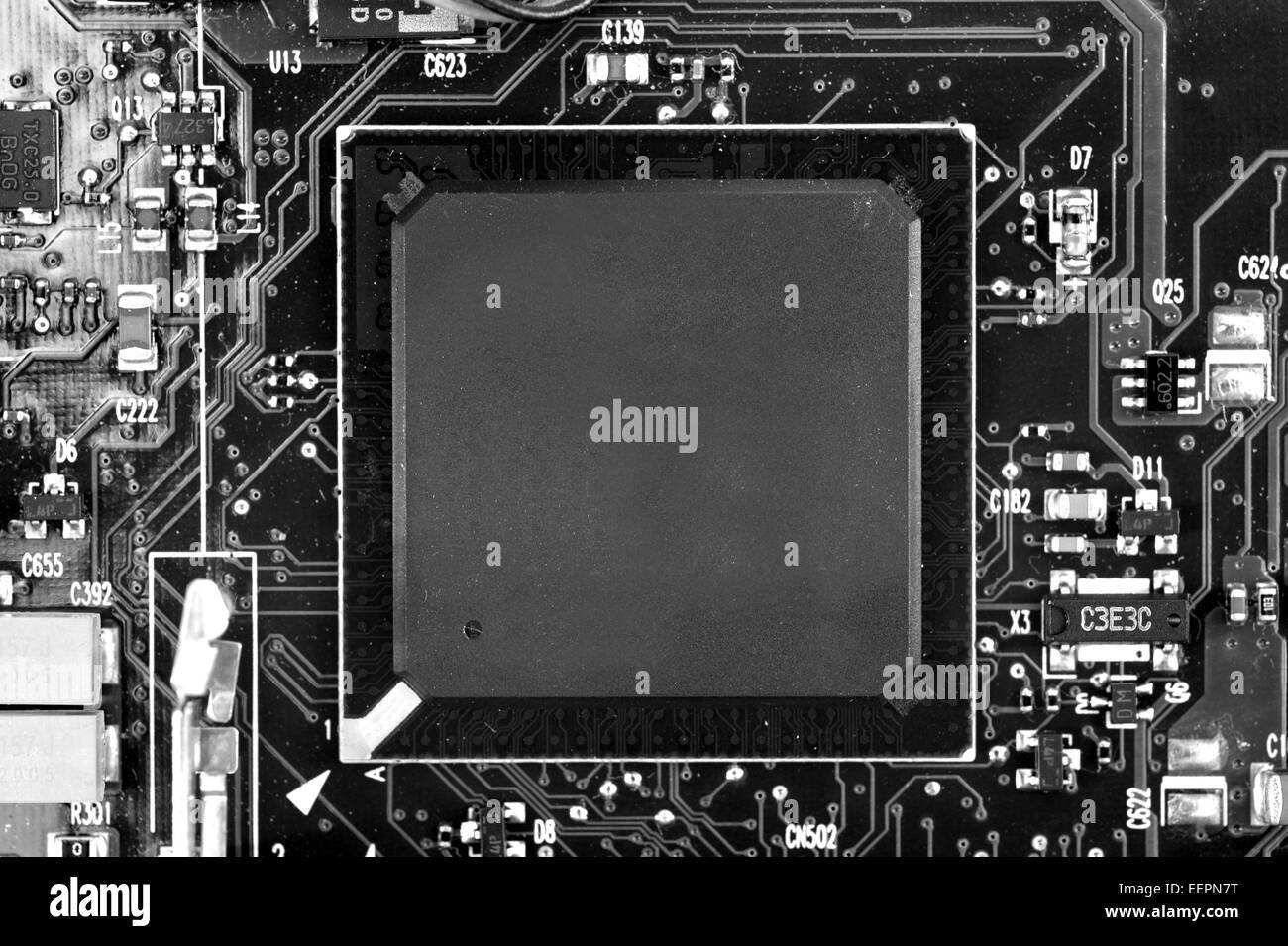 A close up shot of a computers processing board Stock Photo - Alamy