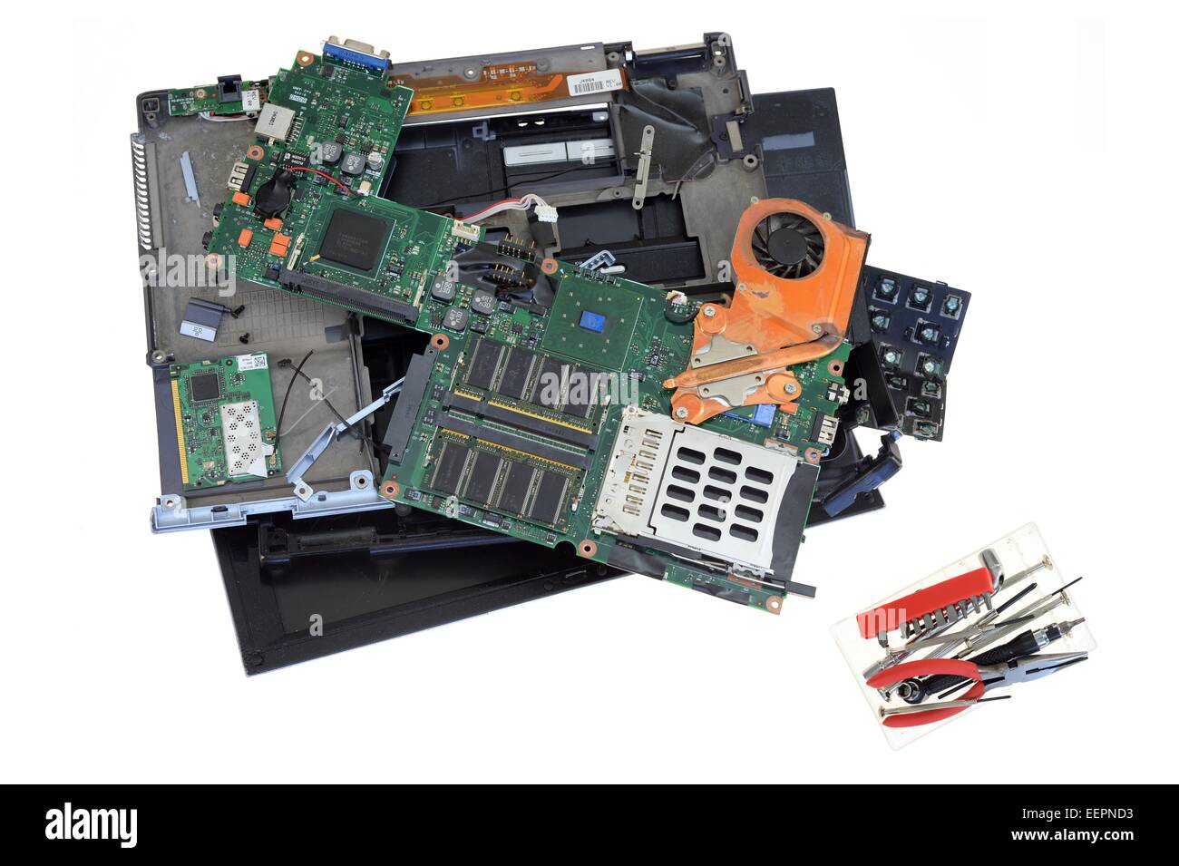 A close up shot of a damaged laptop Stock Photo - Alamy