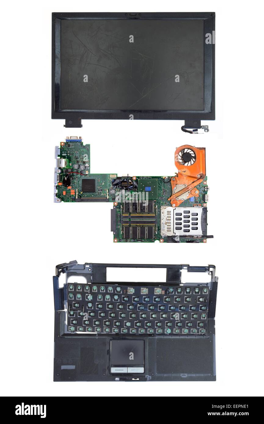 A close up shot of a damaged laptop Stock Photo - Alamy