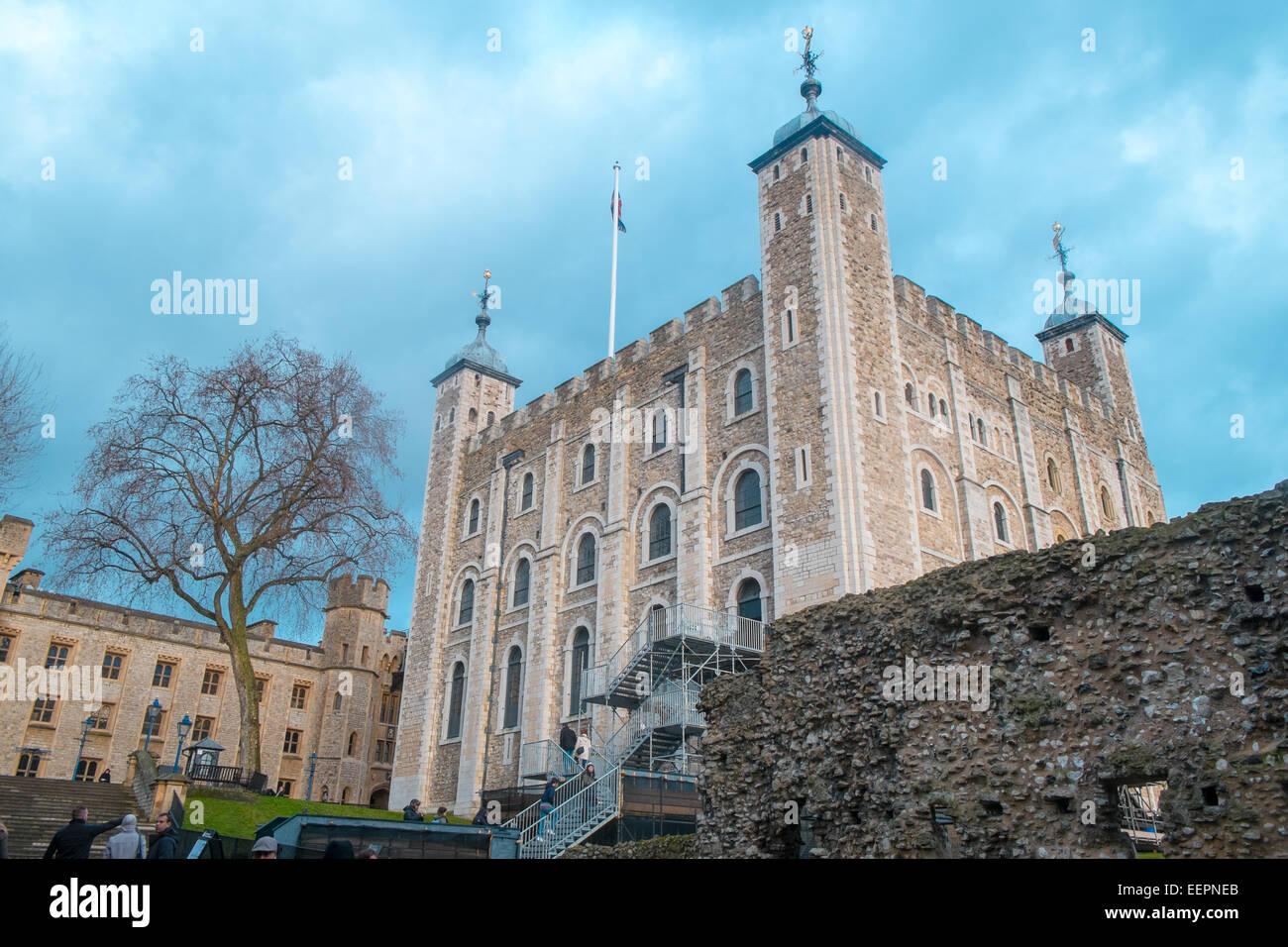 White Tower the central tower of Tower of London, medieval castle keep ...