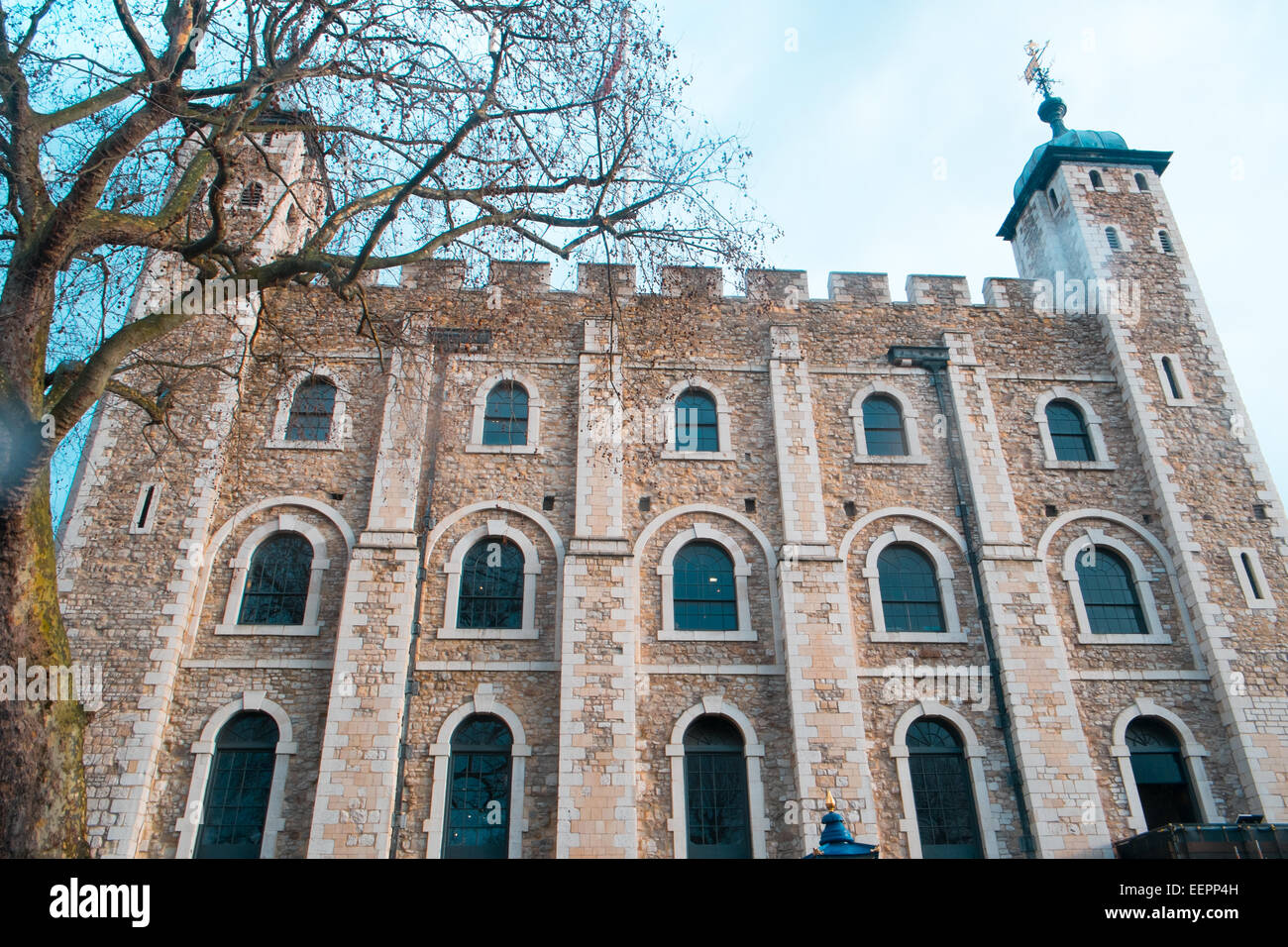 White Tower the central tower of Tower of London, medieval castle keep ...