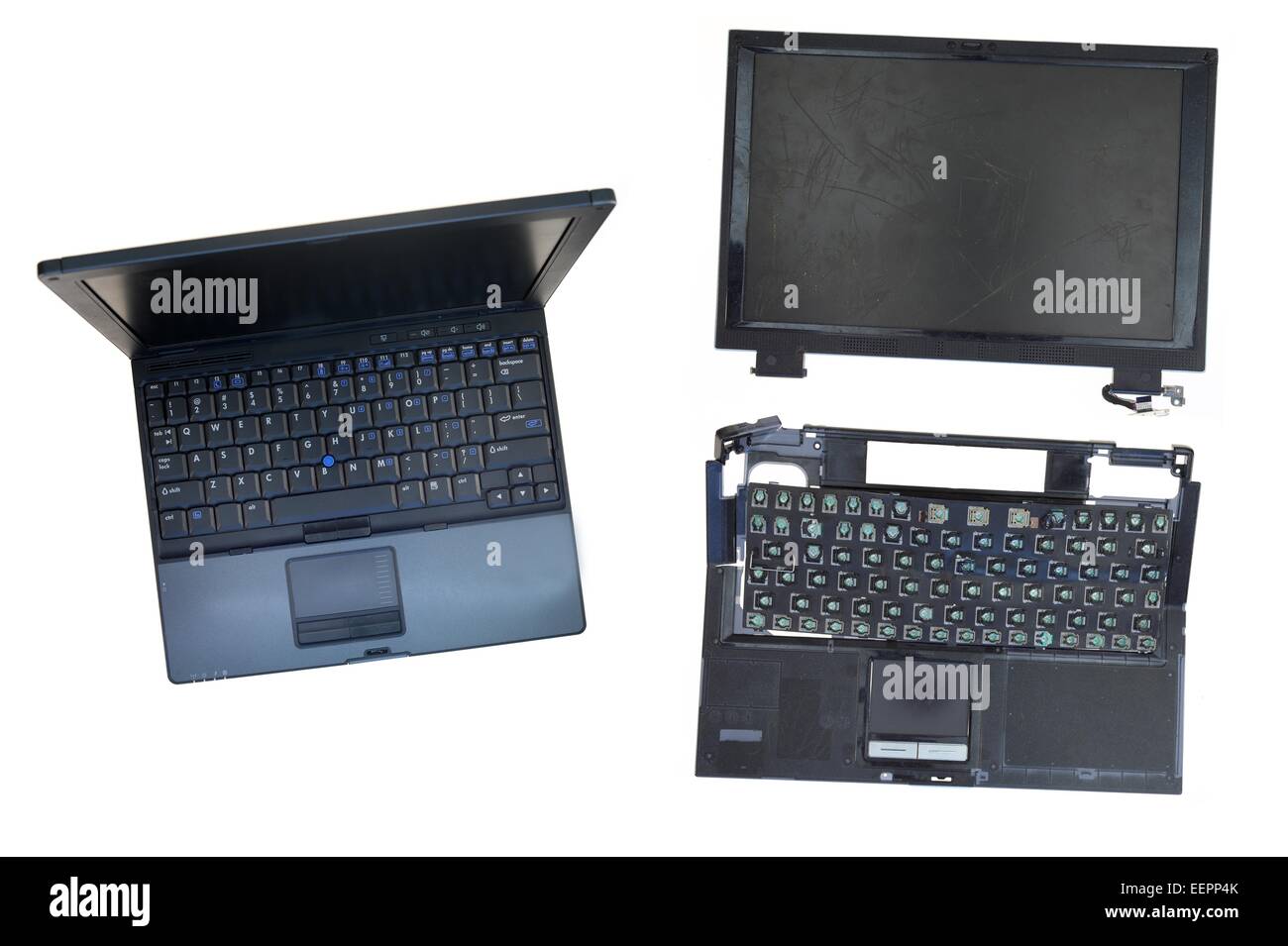 A close up shot of a damaged laptop Stock Photo - Alamy