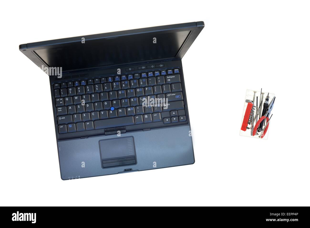 A close up shot of a damaged laptop Stock Photo - Alamy