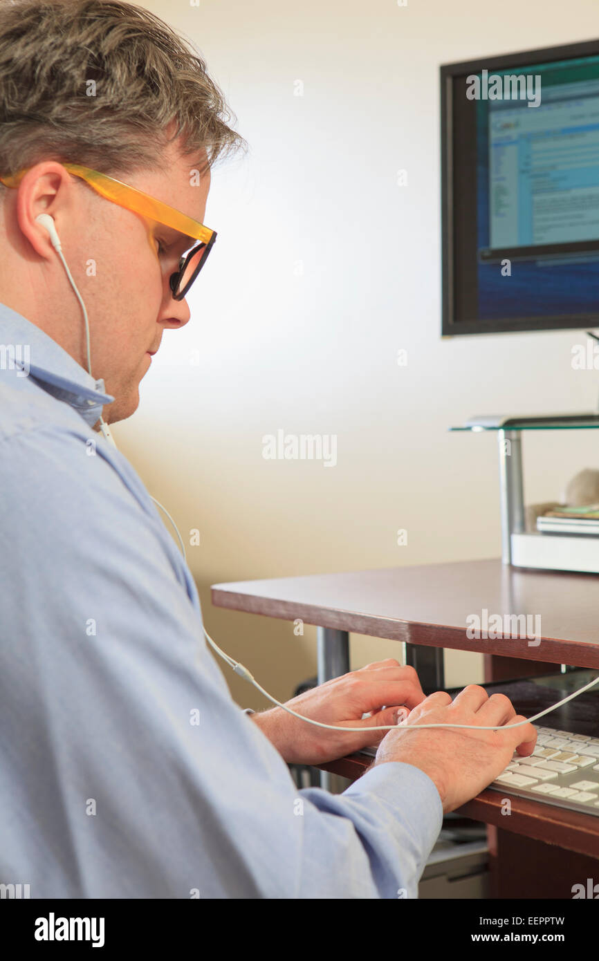 Blind Person Working Computer High Resolution Stock Photography and ...