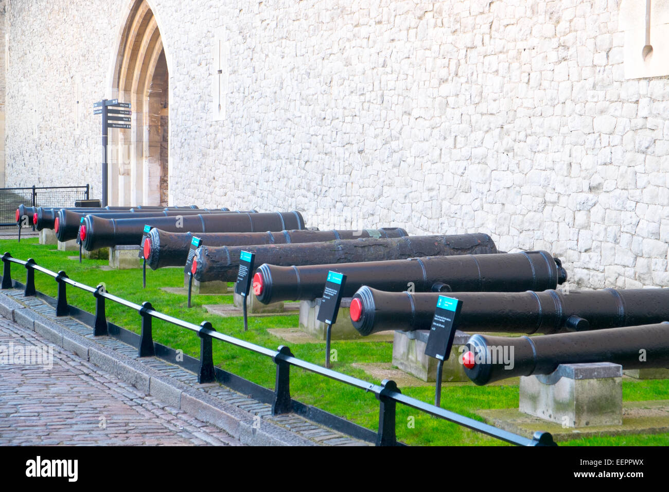 typically 18th century heavy pounder guns at the Tower of London ...