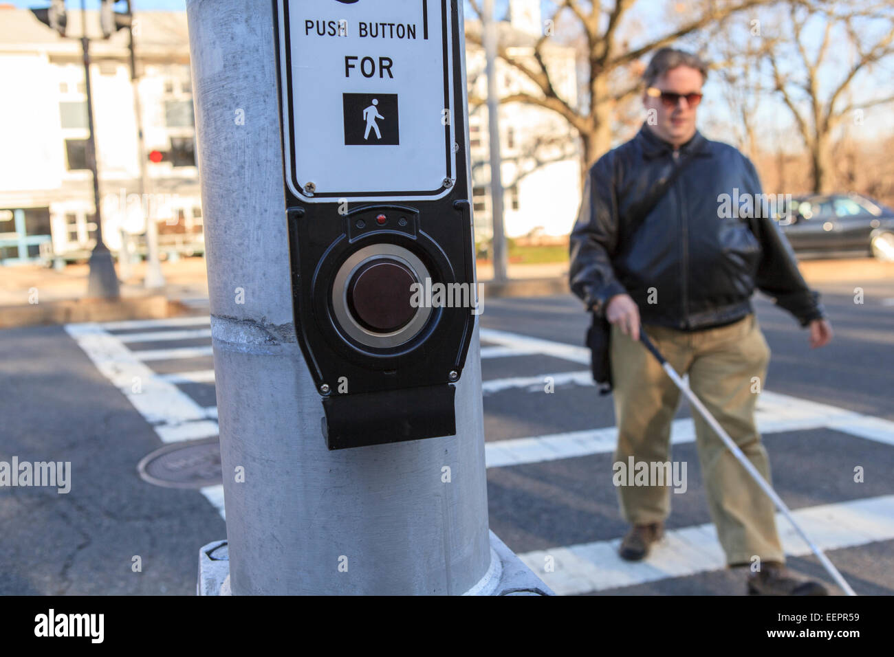 Blind man crossing street hi-res stock photography and images - Alamy