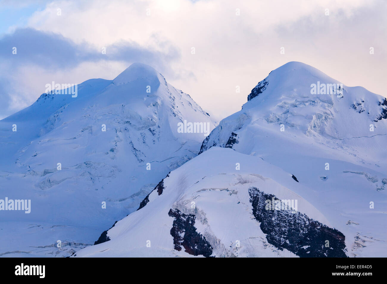 Castor and Pollux, Monte Rosa from Gornergrat, Swiss Alps Stock Photo ...