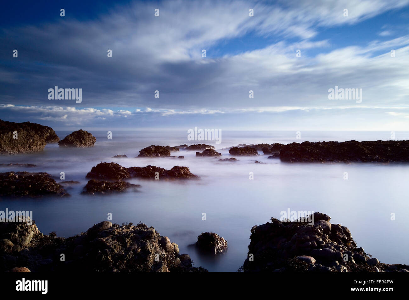 Long exposure of Catterline Bay, Scotland Stock Photo - Alamy