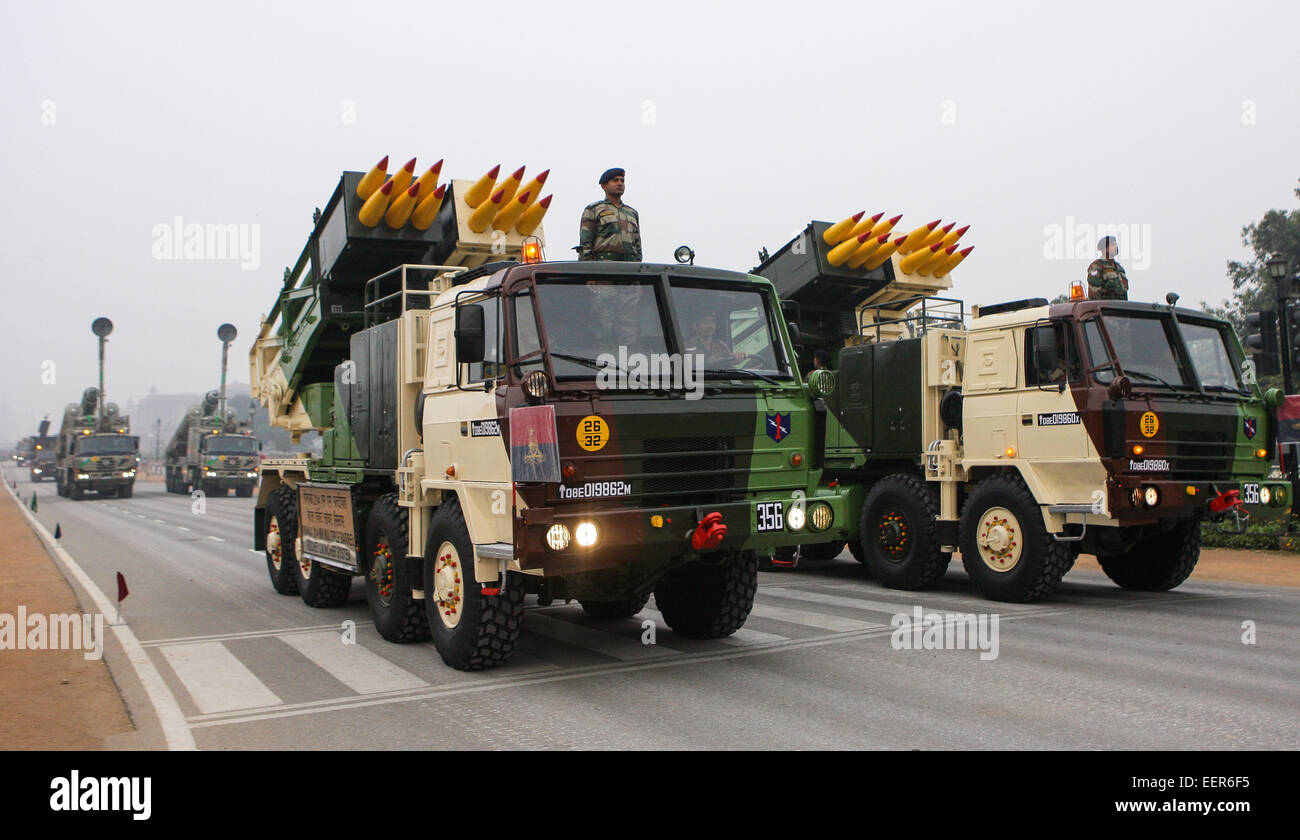New Delhi, India. 21st Jan, 2015. India's Pinaka 214mm Multiple Barrel ...