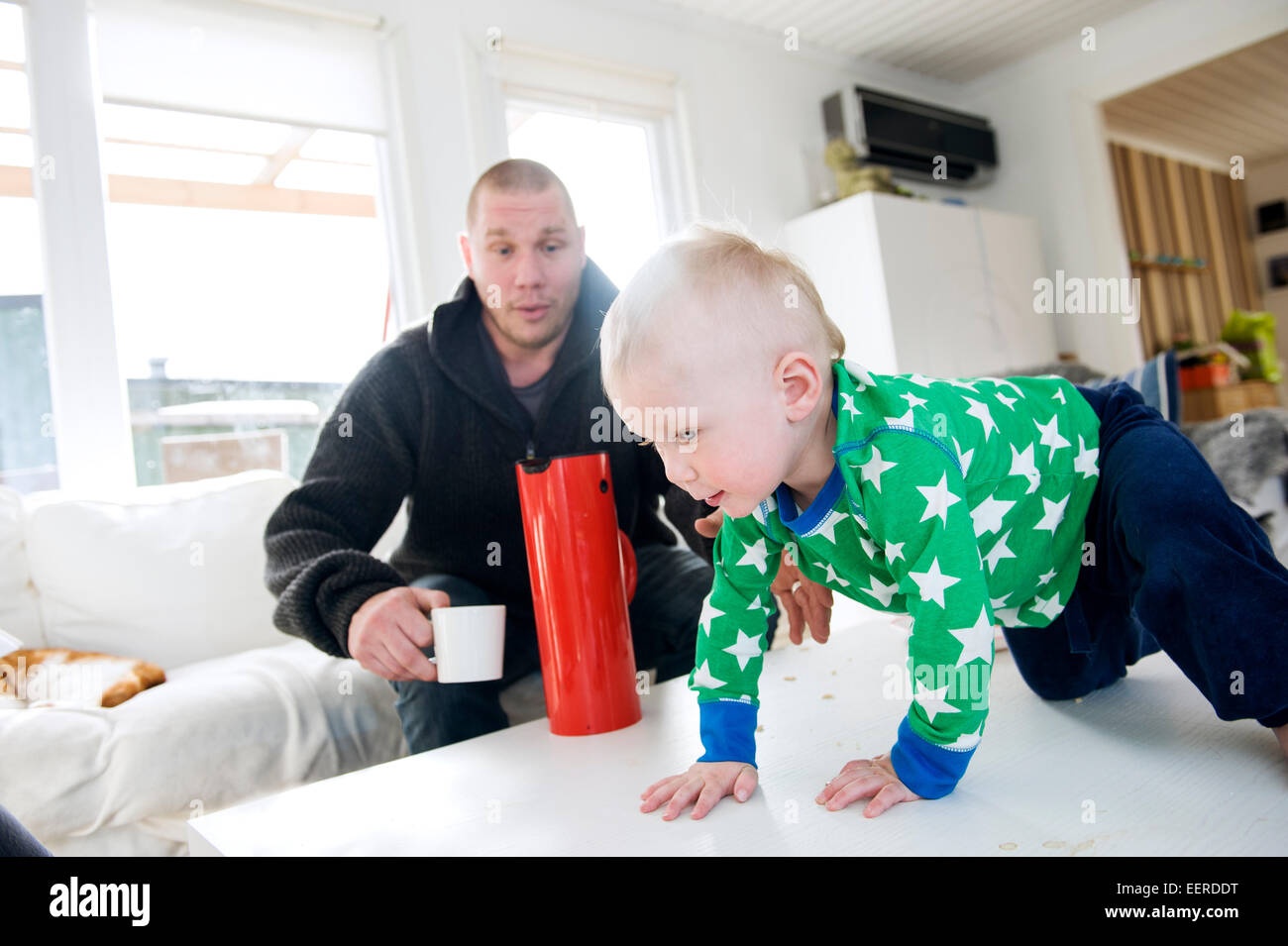 swedish father staying home with 1,5 year old son, paternity leave ...