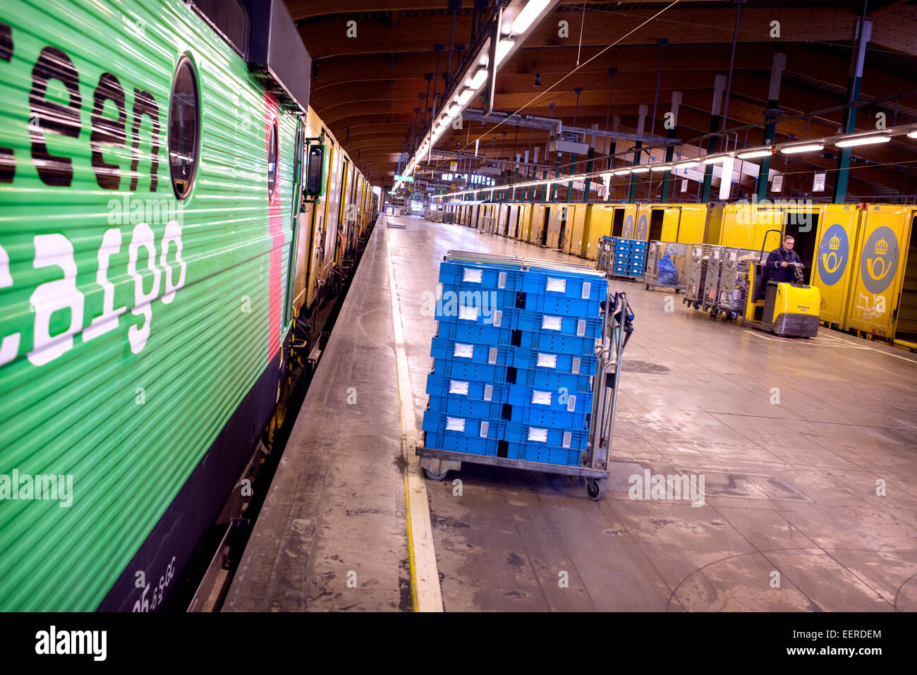 letter and packages sorting transport at Tomteboda, loading wagon ...