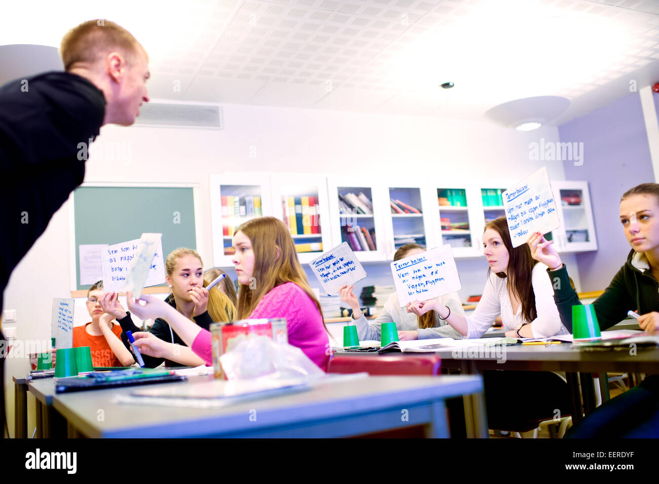 School teenagers in lesson in high school Stock Photo - Alamy