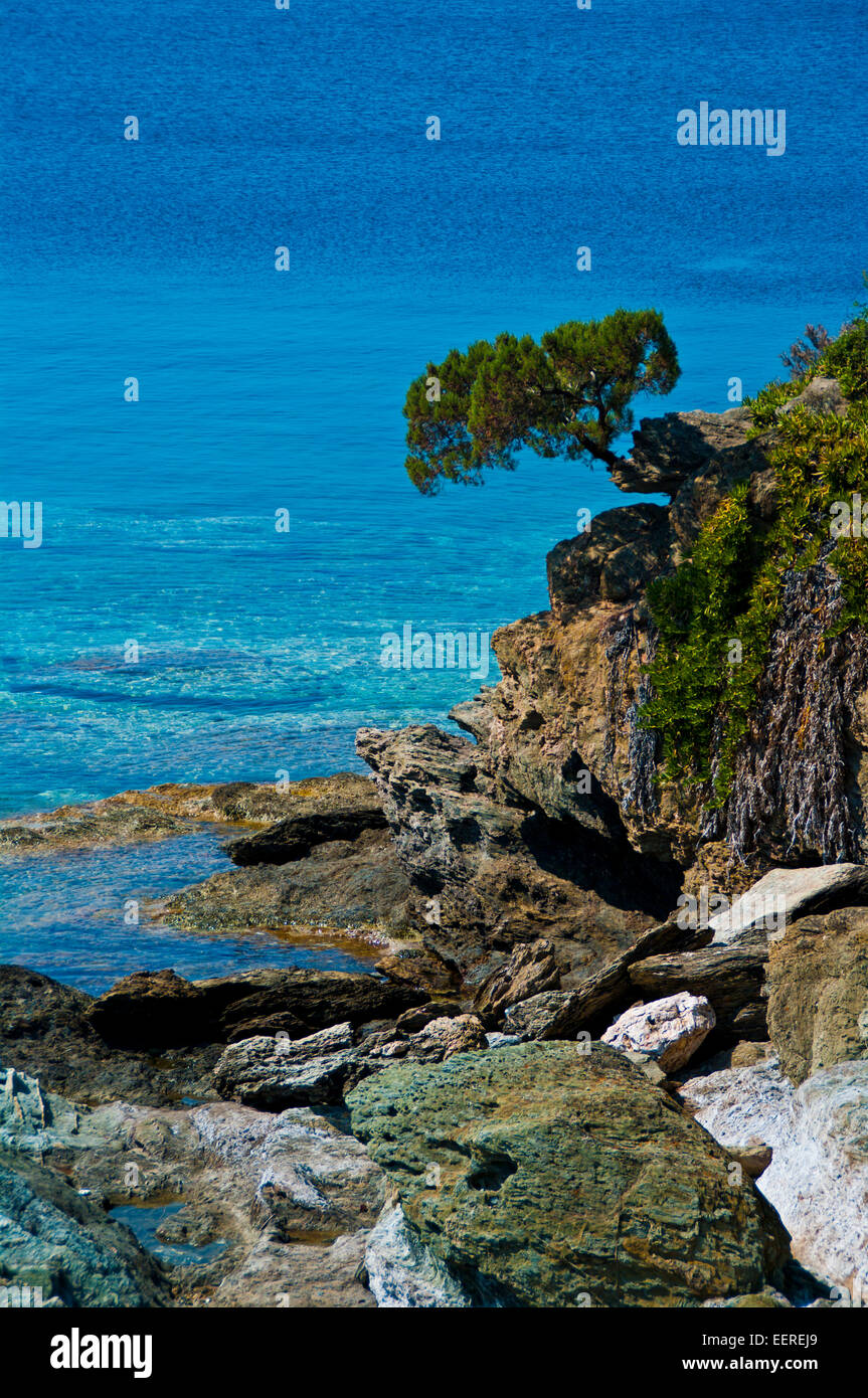 beach beautiful beauty blue europe greece green hill horizon island ...