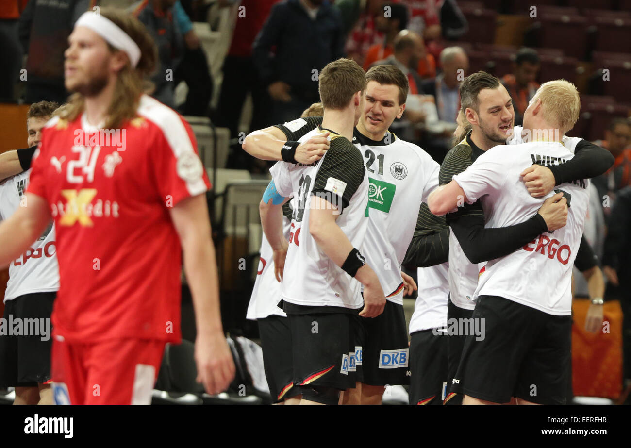 Team Germany celebrates after the match during the men's Handball World ...
