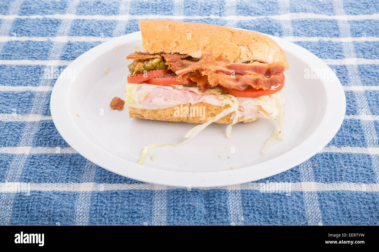 A fresh, italian sub sandwich on a white plate Stock Photo - Alamy