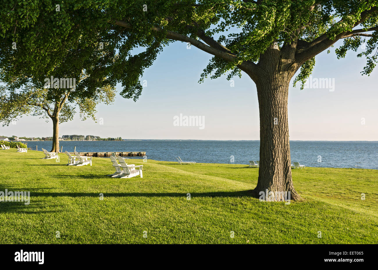 Maryland, Eastern Shore, Oxford, lawn chairs on grounds of Sandaway ...
