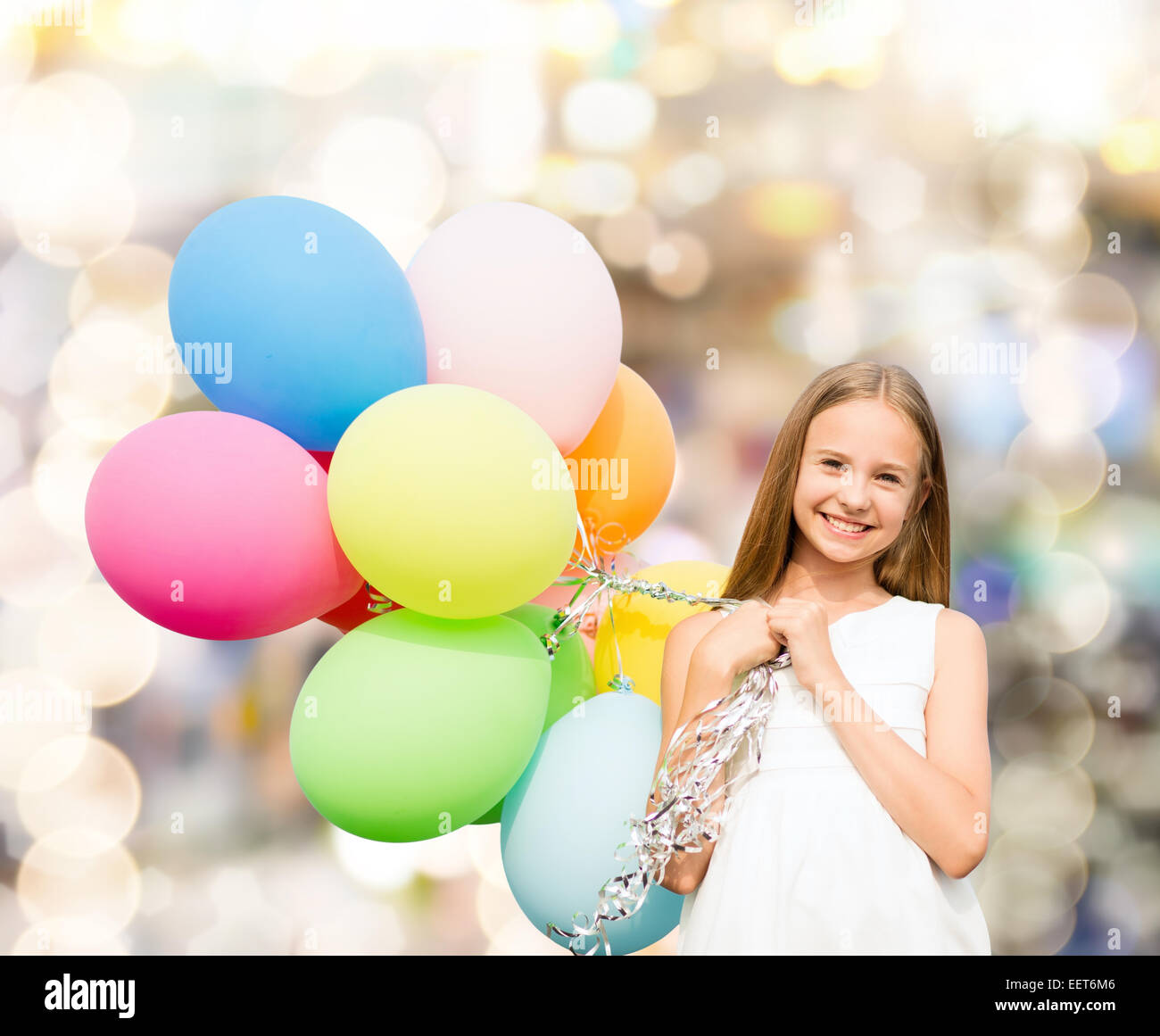 happy girl with colorful balloons Stock Photo - Alamy