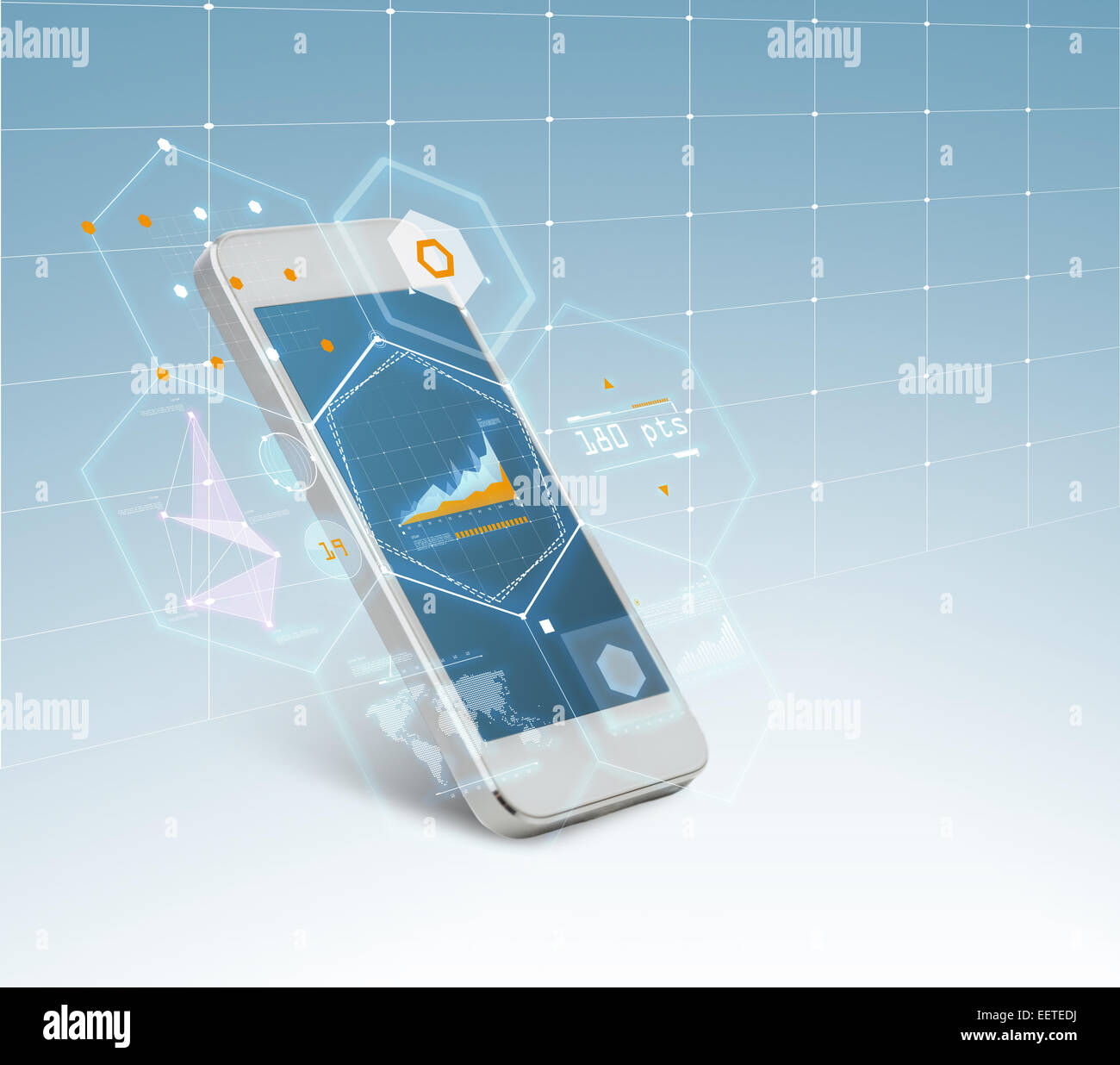 white smarthphone with growing chart on screen Stock Photo - Alamy