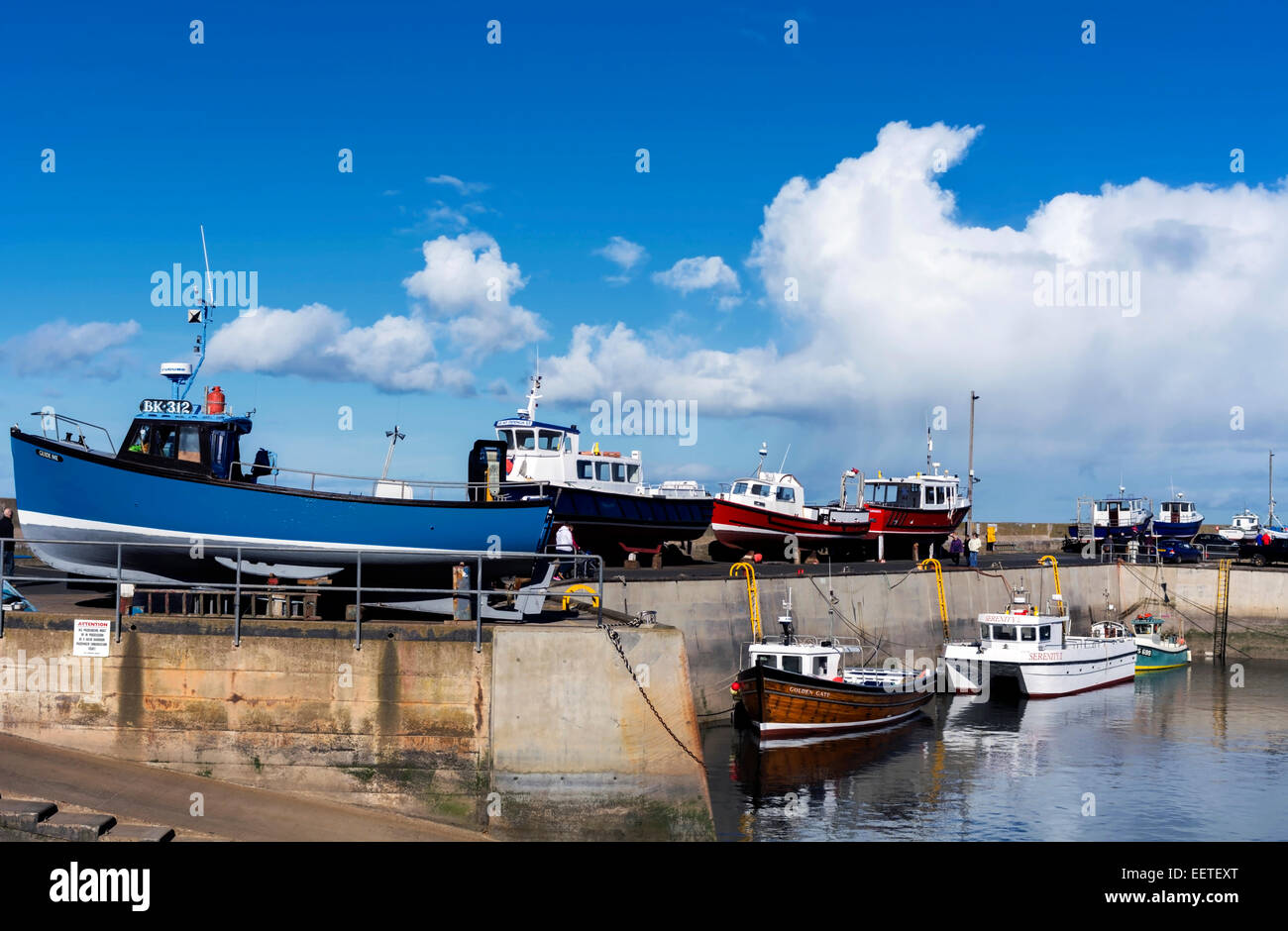 Fishing and pleasure boats at Seahouses in Northumberland, England ...