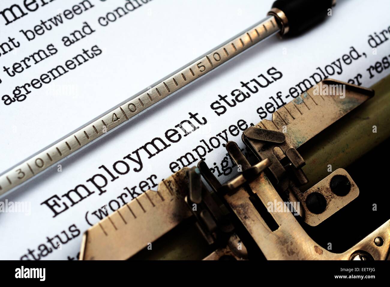 Employment form on typewriter Stock Photo - Alamy