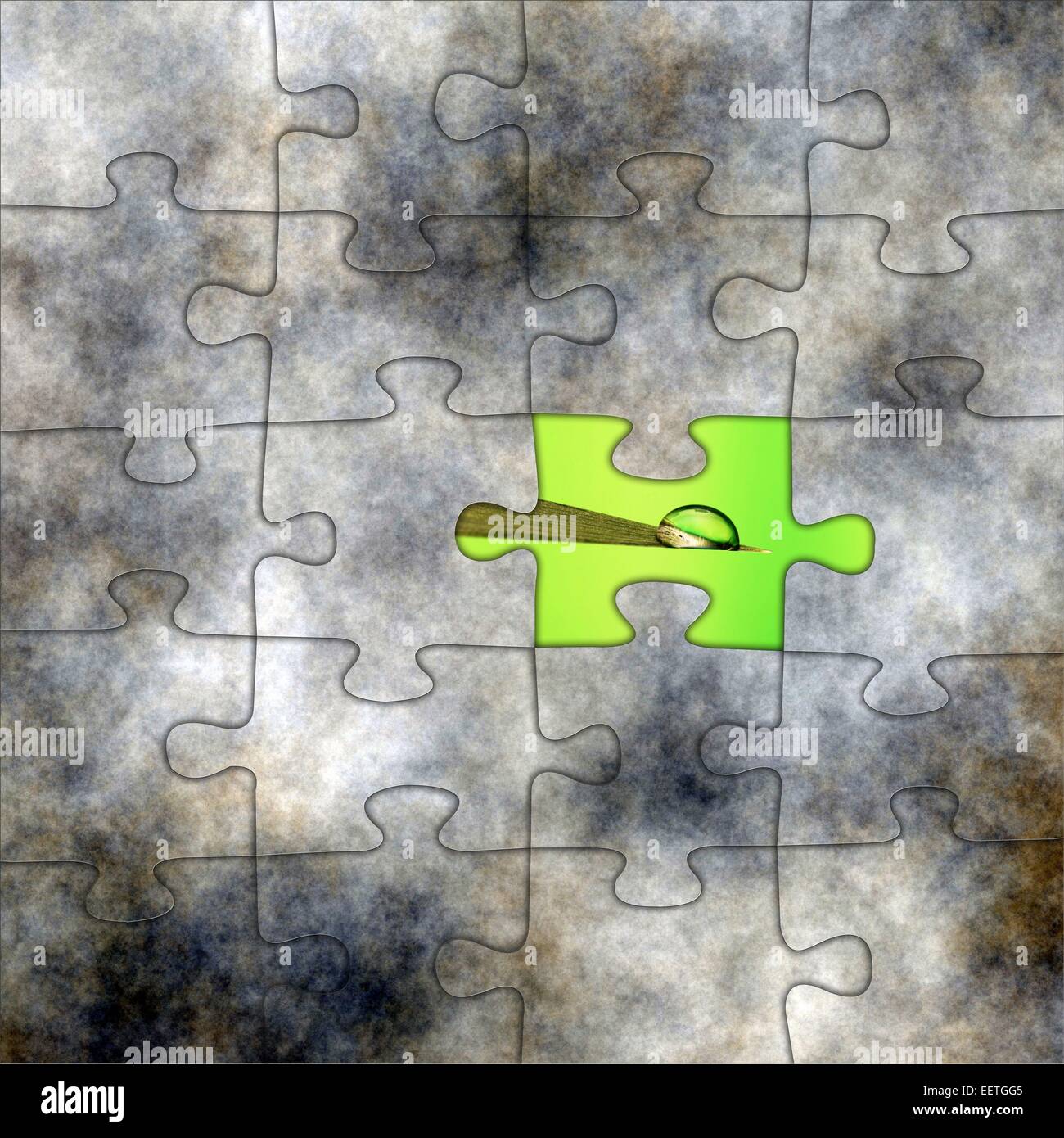 Droplet on leaf and puzzles Stock Photo - Alamy