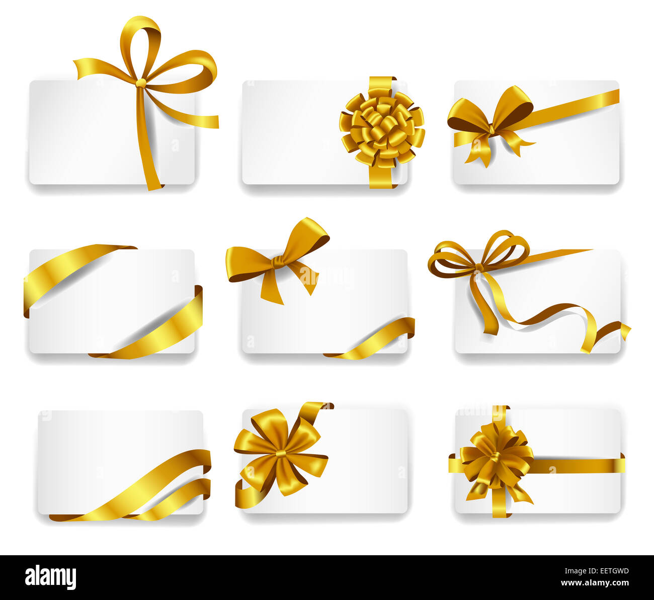 Beautiful cards with gold bows Stock Photo - Alamy