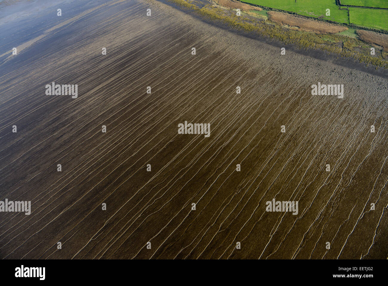 An abstract aerial view of mudflats on the Bristol Channel near Burnham ...