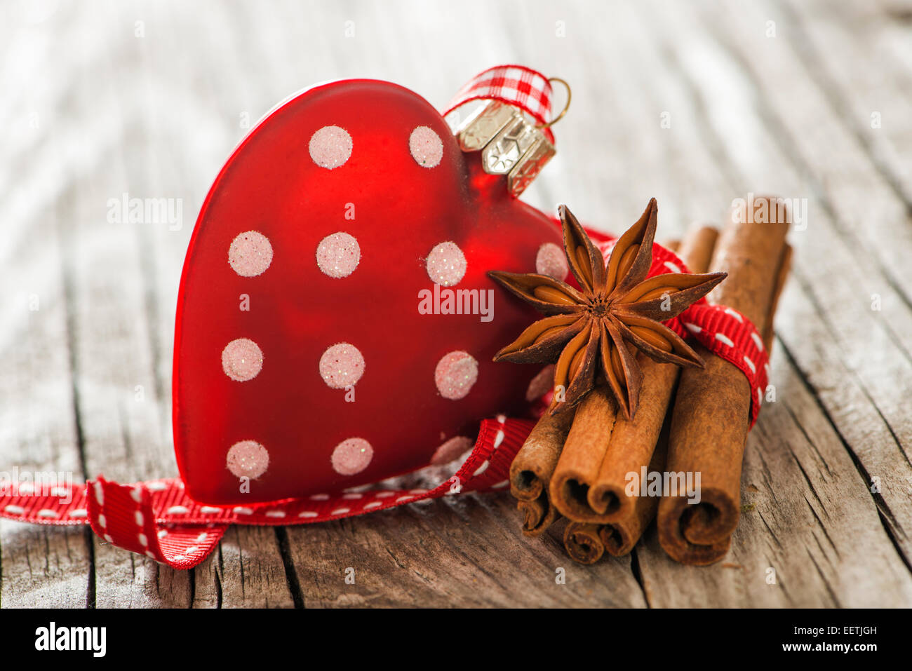 Christmas spices on wooden background Stock Photo - Alamy