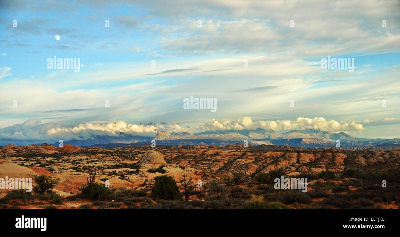 La Sal Mountains overlooking Arches National Park, near Moab, UT, USA ...