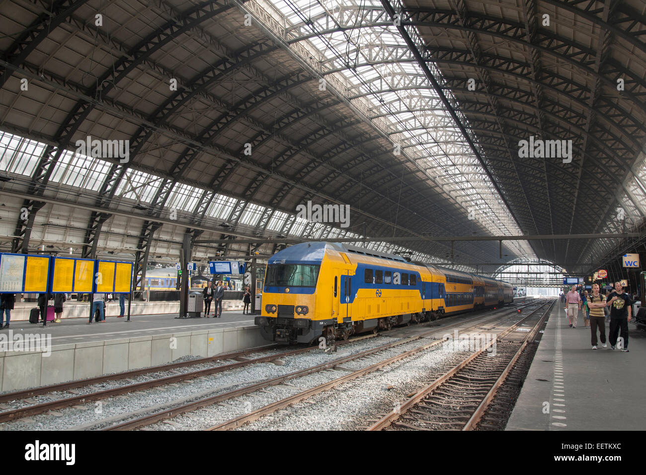 Train at Central Station, Amsterdam, Holland, Netherlands Stock Photo ...