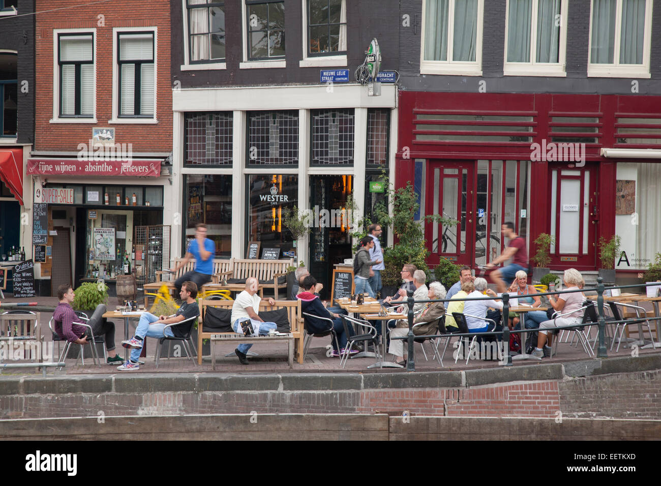 Canal Bank Cafes in Jordan District, Amsterdam Stock Photo - Alamy